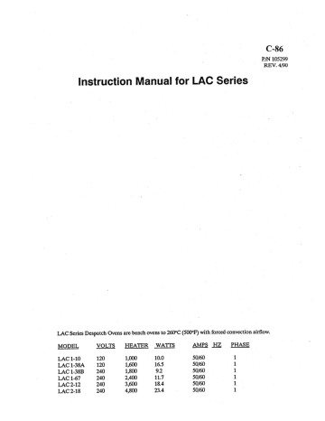 Despatch LAC2-18-3 Owner's Manual | Manualzz