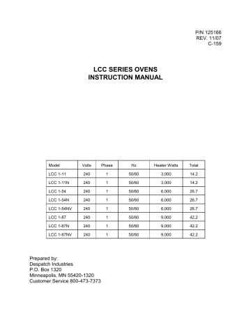Despatch LCC1-87NV-2 Owner's Manual | Manualzz