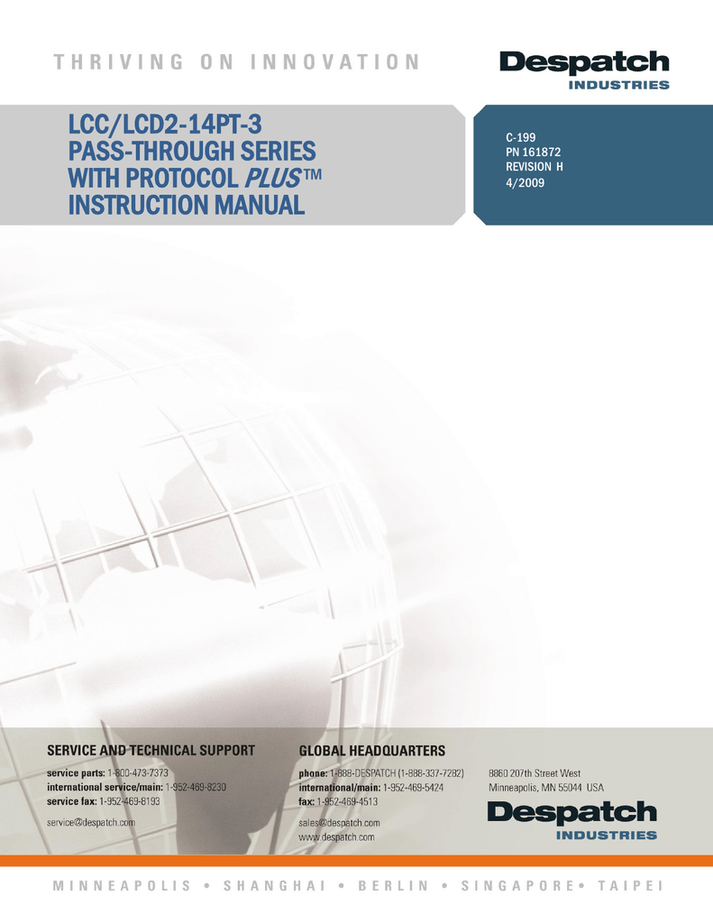 Despatch LCC/LCD2-14PT-3 C199 Rev 4-09 Owner's Manual | Manualzz