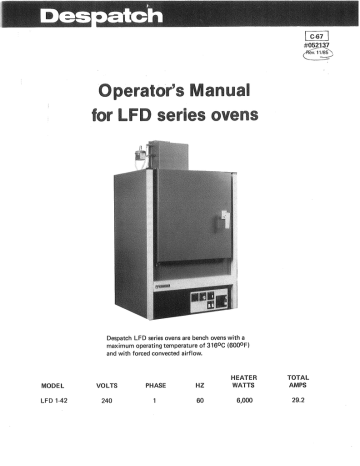 Despatch LFD 1-42 Oven Operator's Manual | Manualzz
