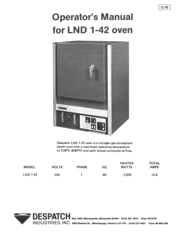 Despatch LND1-42 Owner's Manual | Manualzz