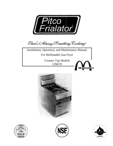Pitco Frialator 12MCD Service manual | Manualzz