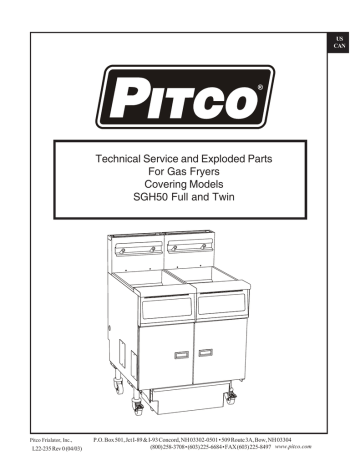 Pitco Frialator SGH50 Service manual | Manualzz