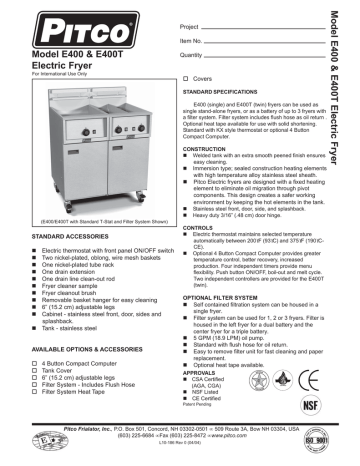 Pitco Frialator E400 General Manual | Manualzz