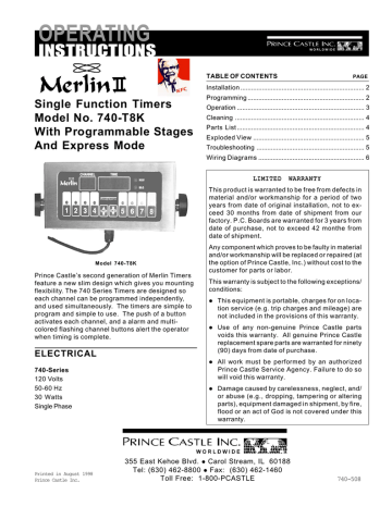 Prince Castle 740-T8K Operation Manual | Manualzz