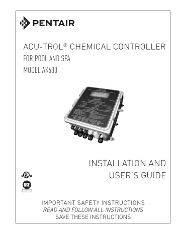 INSTALLATION AND USER’S GUIDE ACU-TROL CHEMICAL CONTROLLER | Manualzz