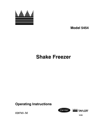 Taylor 5454 Shake Freezer Operating Instructions | Manualzz