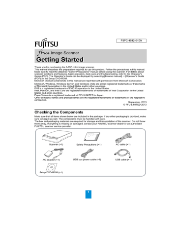 Fujitsu fi-65F scanner Getting Started Guide | Manualzz