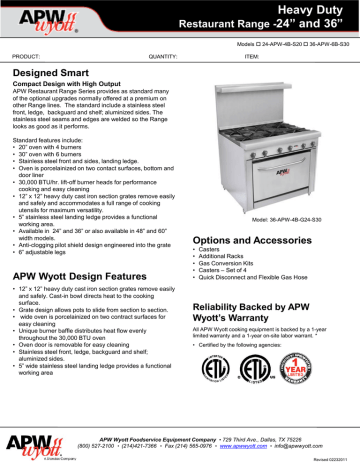 APW Wyott 24-APW-4B-S20 General Manual | Manualzz