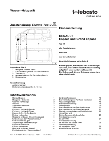 Webasto Thermo Top C Einbauanleitung