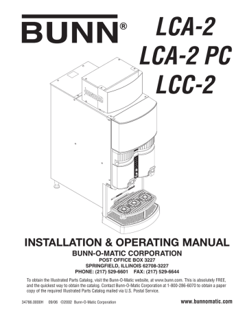 BUNN Liquid Coffee Dispenser LCA 2, LCA 2 PC, LCC 2 - Installation ...
