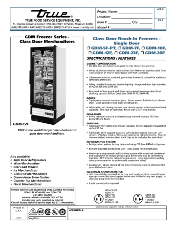 True Manufacturing GDM-10F General Manual | Manualzz