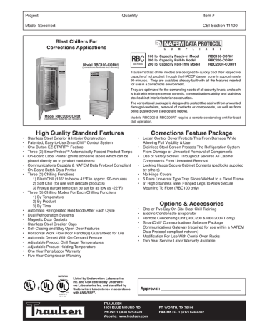 Blast Chiller RBC RBC100-COR01, RBC RBC200-COR01, RBC RBC200R-COR01 ...