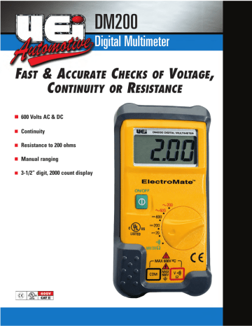 UEi DM200 multimeter Data Sheet | Manualzz