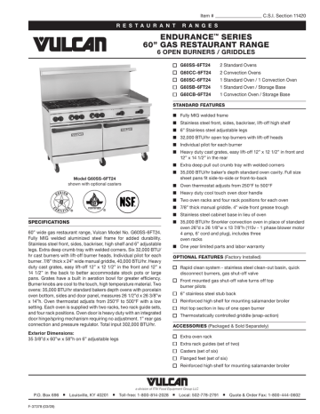 Vulcan Hart G60CB-6FT24 General Manual | Manualzz