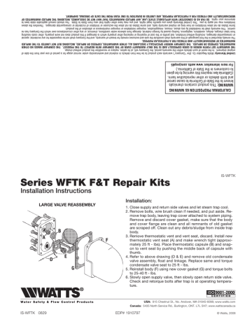 Watts WFTK Installation instructions | Manualzz