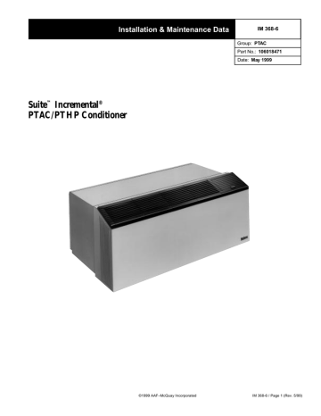 Suite Incremental PTAC/PTHP Conditioner Installation & Maintenance Data ...
