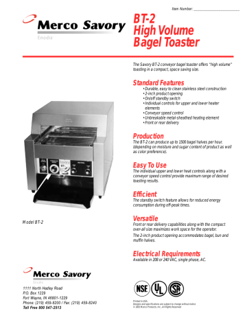 Merco / Savory BT-2 General Manual | Manualzz