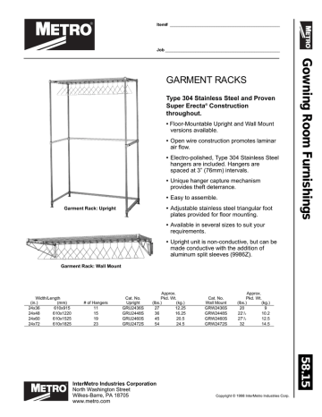 Garment Rack Super Erecta GRW2436S, GRW2448S, GRW2460S, GRW2472S ...