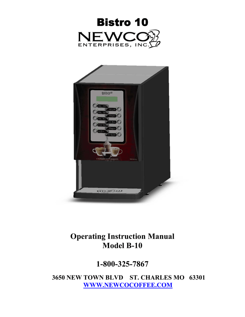 Newco Bistro 10 Operating Instructions Manual | Manualzz
