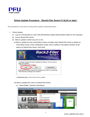 Rack2-Filer Smart V1.0 L24 Online Update Procedure | Manualzz