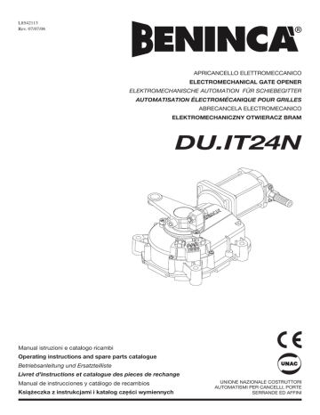 Beninca DU.IT24N Swing Gate Opener User guide | Manualzz