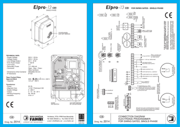 Fadini Elpro 13 CEI Control Panel Owner's Manual | Manualzz