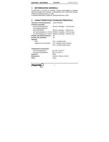 PRASTEL EASYBKA and EASYKA Keypads Owner's Manual | Manualzz