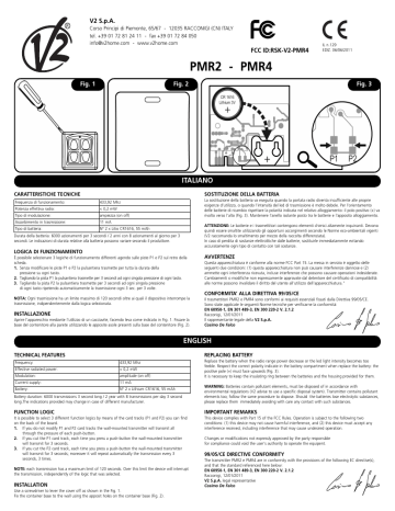 V2 Elettronica V2 PMR Remote Controls Owner's Manual | Manualzz