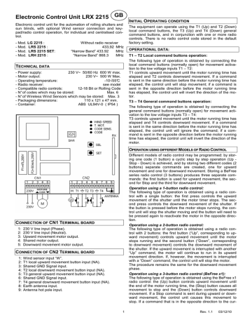 SEAV LRX 2215 Control Panel Guide | Manualzz