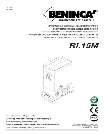 Beninca RI15M Mode d'emploi | Manualzz
