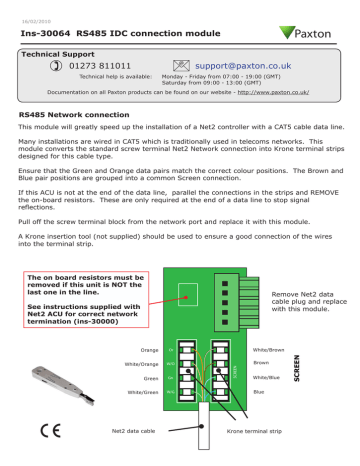 Paxton RS485 Access Control User guide | Manualzz