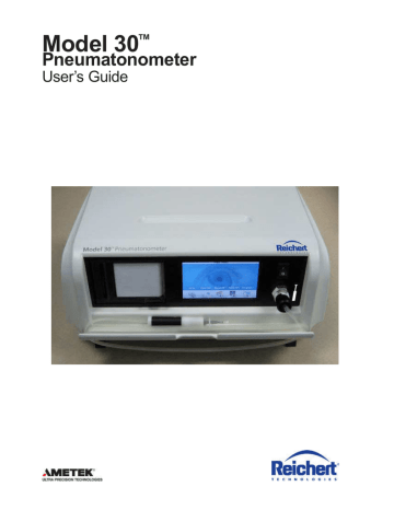 Reichert Model 30 Pneumatonometer User's Guide | Manualzz