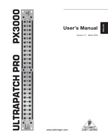 Behringer ULTRAPATCH PRO PX3000 User manual | Manualzz