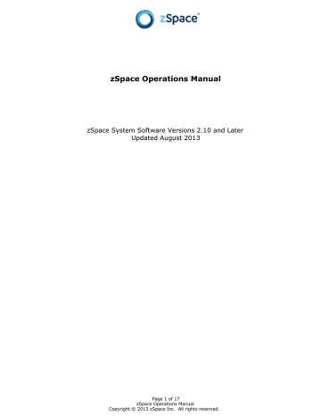 zSpace System Operations Manual | Manualzz