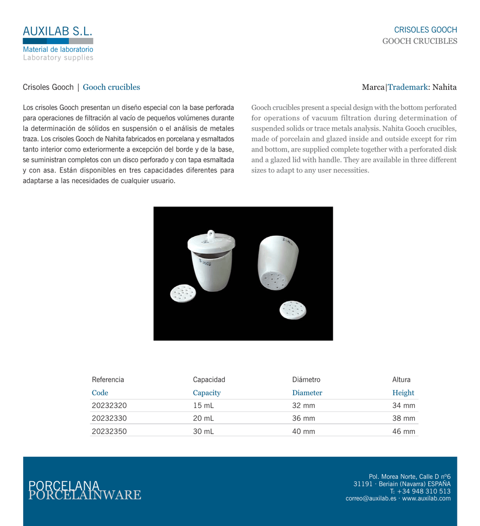 Eisco Labs Crucible Gooch Porcelain Filtering Crucible 30ml Capacity ...