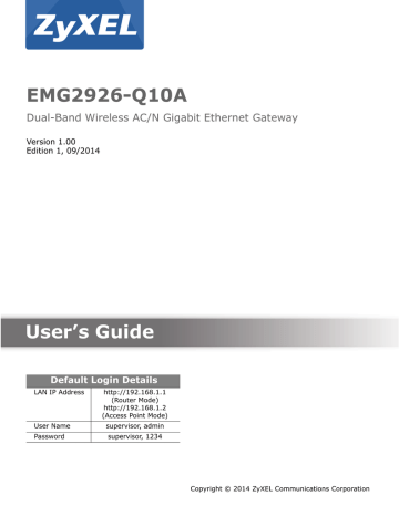 ZyXEL EMG2926-Q10A User's Guide | Manualzz