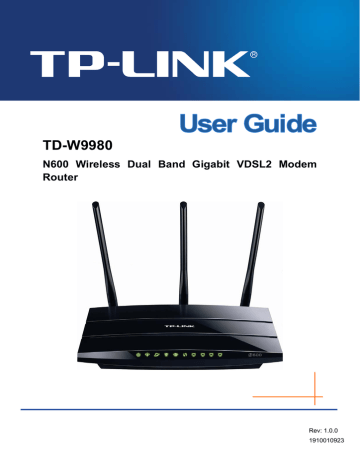 Quick Installation Guide. TP-LINK TD-W9980 | Manualzz