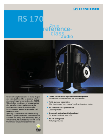 Sennheiser RS 170 Spec Sheet | Manualzz