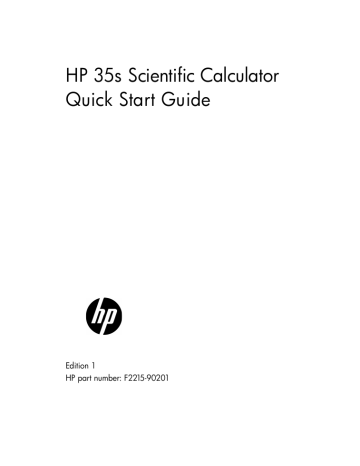 HP 35s Scientific Calculator Quick Start Guide | Manualzz