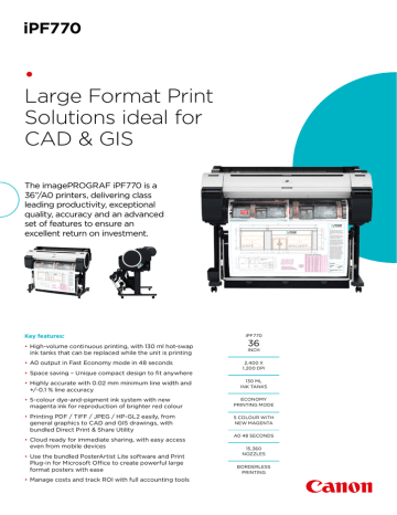 Canon iPF770 Large Format Printer Leaflet | Manualzz