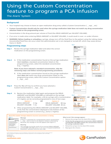 PCA infusion Alaris Tip sheet | Manualzz