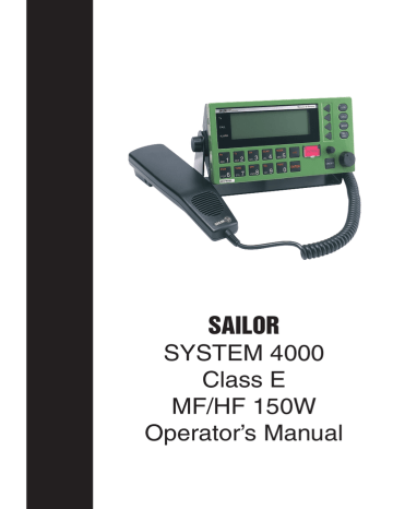 SAILOR SYSTEM 4000 Class E MF/HF 150W Operator’s Manual | Manualzz