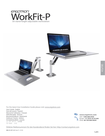 Sitz-Steh-Arbeitsstation WorkFit-P - Benutzerhandbuch | Manualzz