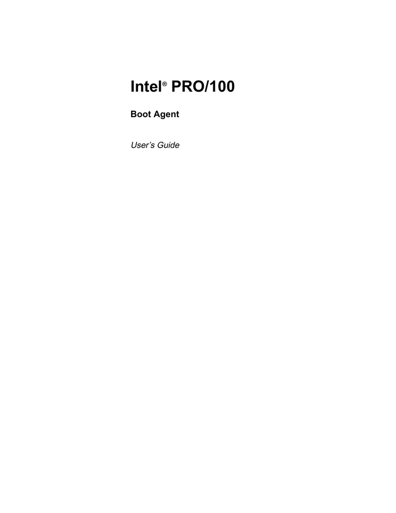 Intel PRO/100 Boot Agent User’s Guide | Manualzz