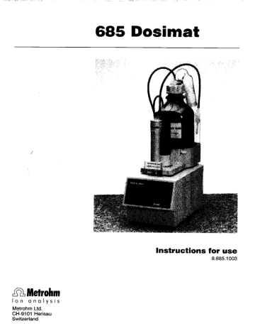 Metrohm Dosimat 685 Instructions for use | Manualzz