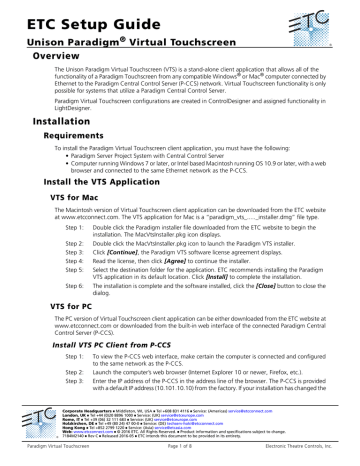 ETC Paradigm Virtual Touchscreen Setup Guide | Manualzz