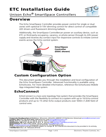 ETC SmartSpace Controller Installation Guide | Manualzz