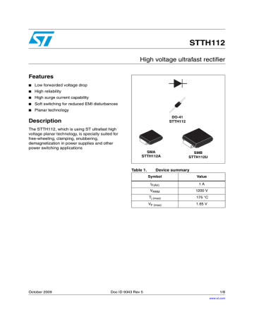STMicroelectronics STTH112 Datasheet | Manualzz