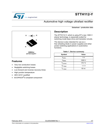 STMicroelectronics STTH112-Y Datasheet | Manualzz